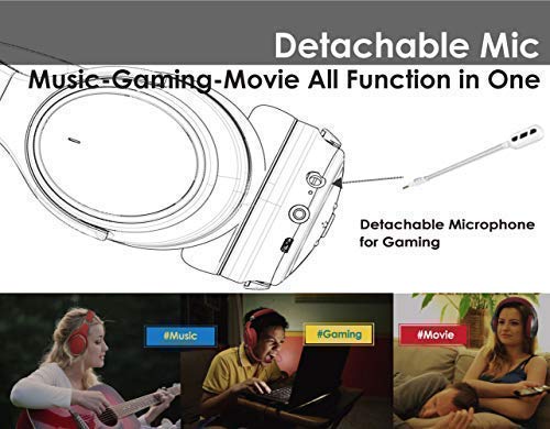 VOZA V700D Electrostatic, Dual Driver Hi Res, Deep bass Over-Ear HiFi Headphone with Microphone, Red Color