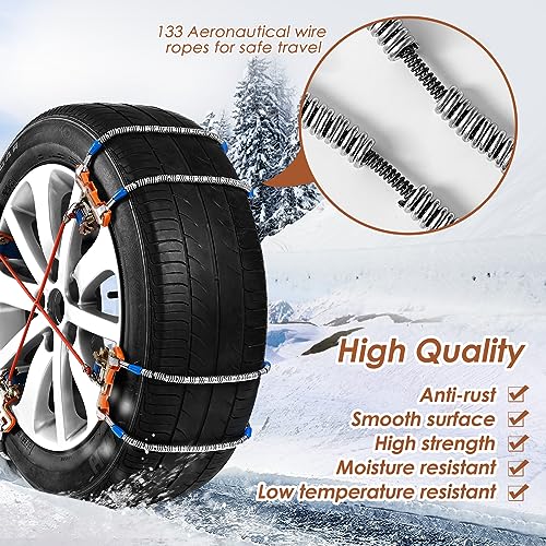 QIYISS Snow Chains, Tire Chains for SUV Car Trucks, 8pcs Universal Adjustable Emergency Traction Chains for 205-265mm Tires Pickup Trucks, Snow Slope Muddy Icy Ground Sandy Land Anti Skid Chains