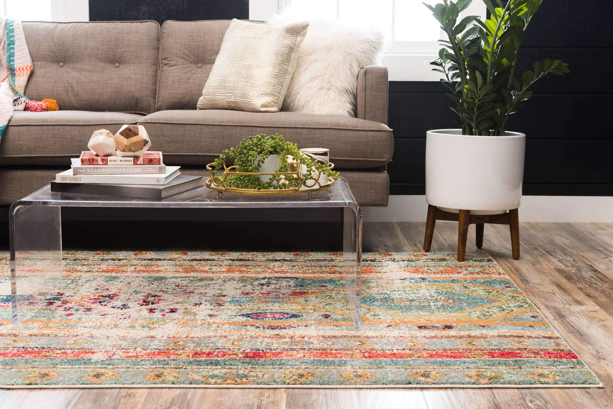Unique Loom Sedona Collection Distressed, Southwester, Over-Dyed, Vintage Area Rug, 6' 0" x 9' 0", Blue/Beige