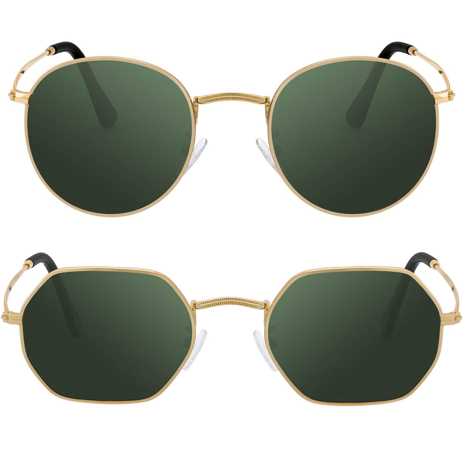 GRFISIA Small Round Polarized Sunglasses Women and Men Vintage Hexagon Square Sun glasses UV400 Protection