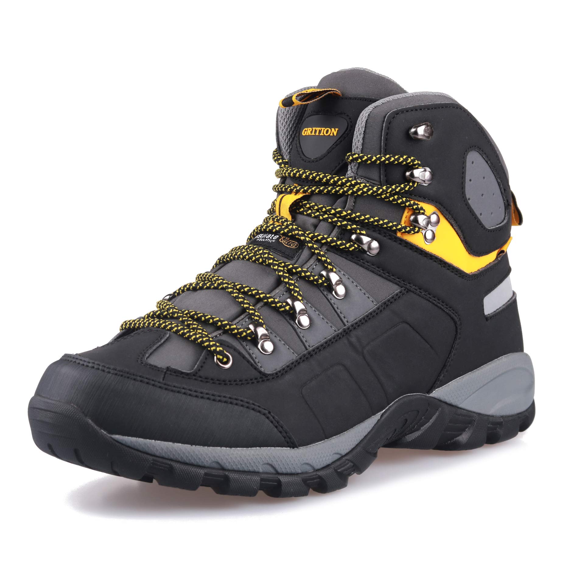 GRITION Mens Hiking Boots Waterproof Outdoor Walking Boots, Mid Ankle Comfortable Athletic Boots Lightweight Lace Up Backpacking Shoes 9US/42EU BLUE