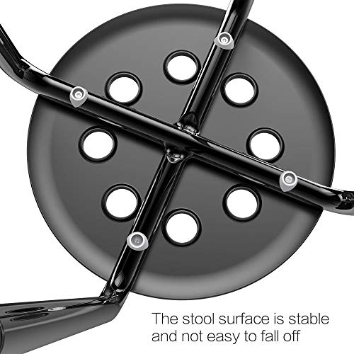 Topeakmart Set of 5 Commercial Plastic Stackable Stools Round Top Backless Stool Metal Leg 17.3in Height Black