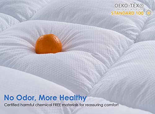 QUEEN ROSE Mattress Topper Queen, Extra Thick Mattress Pad Pillowtop for Back Pain Relief, Soft Bed Cover for Firm Mattress, Plush Overfilled Down Alternative Mattress Protector