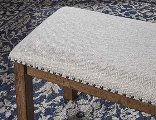 Signature Design by Ashley Moriville Farmhouse 36β x 30β Dining Extension Table, Seats up to 8, Brown & Moriville Casual Rustic Upholstered Dining Bench, Grey & Brown
