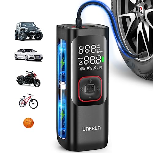 UABRLA Tire Inflator Portable Air Compressor, 2X Faster & Powerful 160PSI, Cordless Tire Inflator with Accurate LCD Pressure Gauge, Electric Air Pump for Car Tires, Motorcycle, Bike, Ball