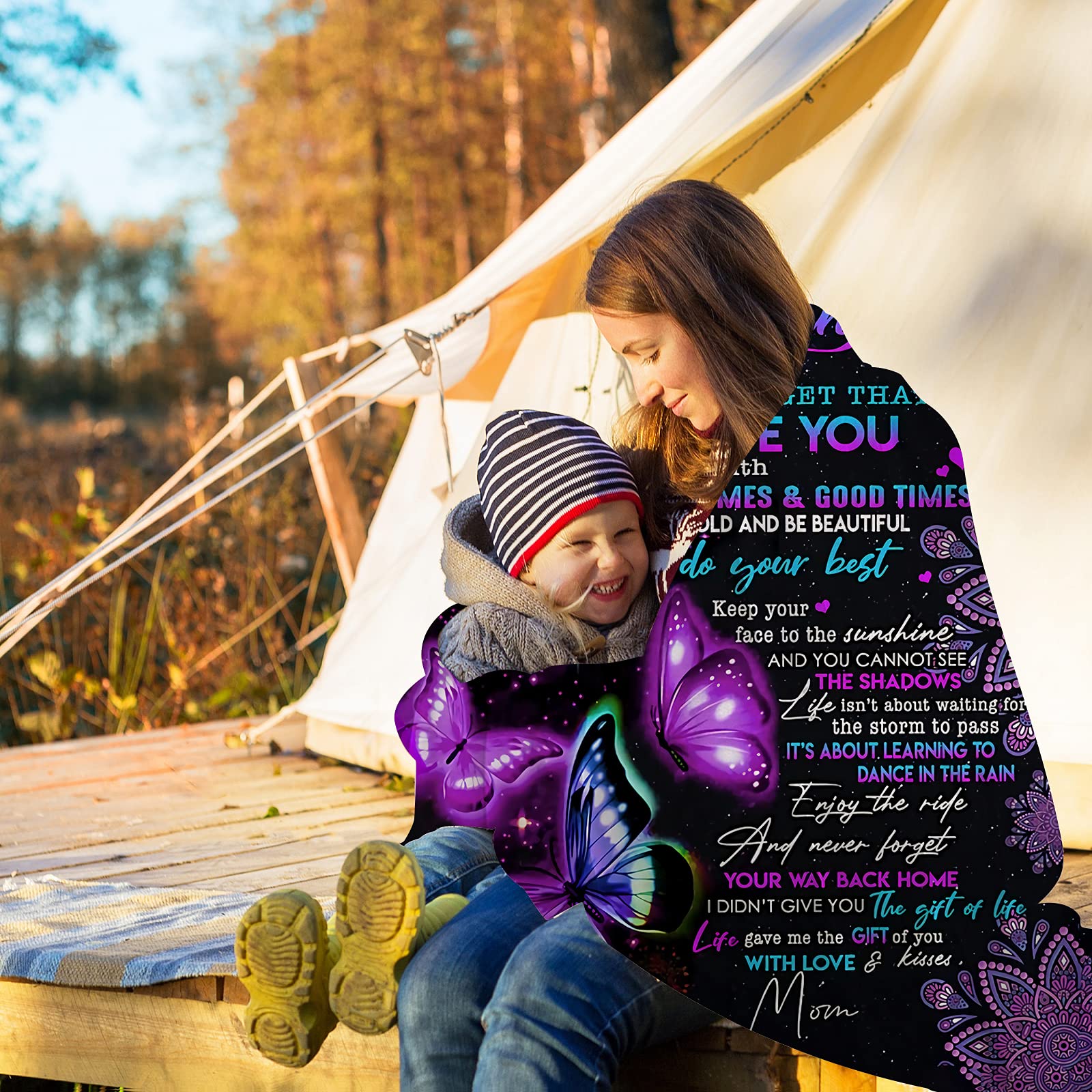 yuboo Daughter Blanket, Daughter Birthday Gifts from Mom - Extra Large Soft Throw Blanket 60x80 Inches Sublimation Butterflies Fleece Blanket for Couch and Sofa Bed