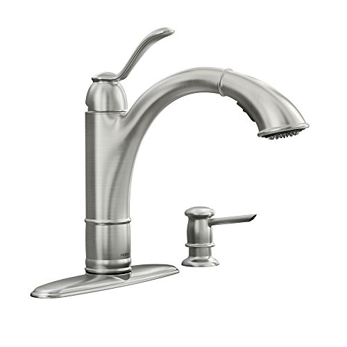 Moen 87045MSRS Walden Single-Handle Pull-Out Kitchen Faucet Featuring Protection Stainless…, Spot Resist Stainless Microban
