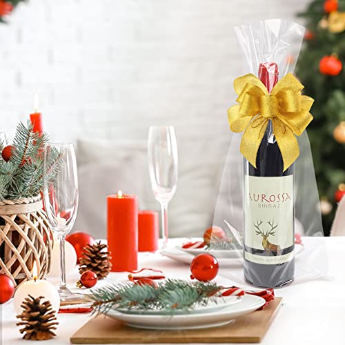 Morepack 8x16 Inches Cellophane Bags,50Pieces Clear Cellophane Gift Bags for Wine Bottles