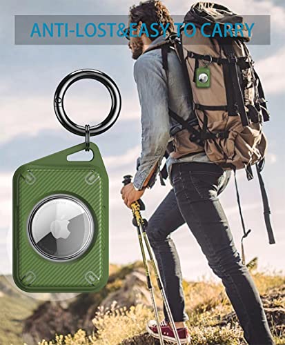 Olytop Waterproof AirTag Holder for Apple Airtag Keychain Case,Water Resistance Shockproof Anti-Scratch TPU & Clear PC Double ProtectionS Case for Apple Air Tag Tracker Key Ring, Black+Green