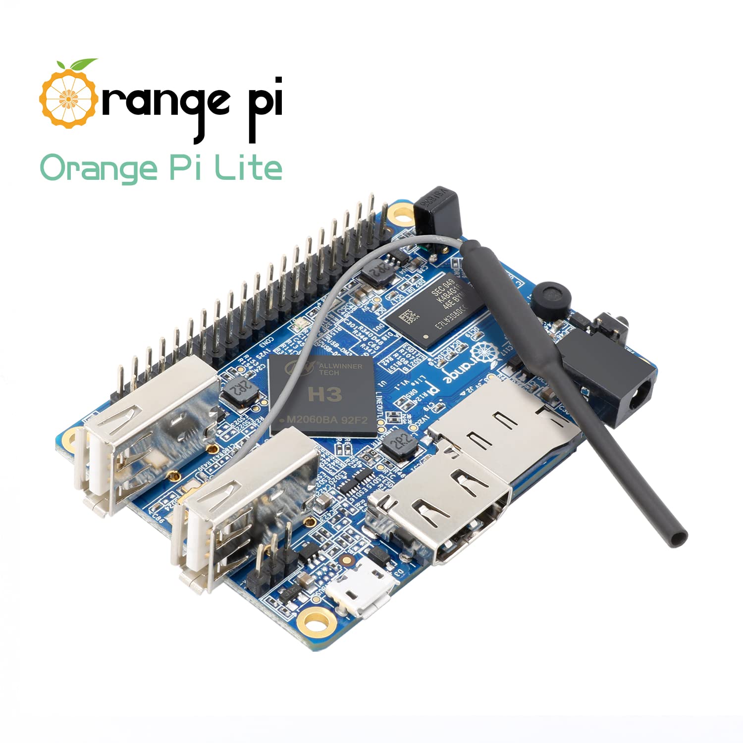 Orange Pi Lite 1GB DDR3 Allwinner H3 Quad-core Cortex-A7 Single Board Computer, Mini PC Run Android/Ubuntu/Debian(Pi Lite+Case+5V3A DCPower Supply)