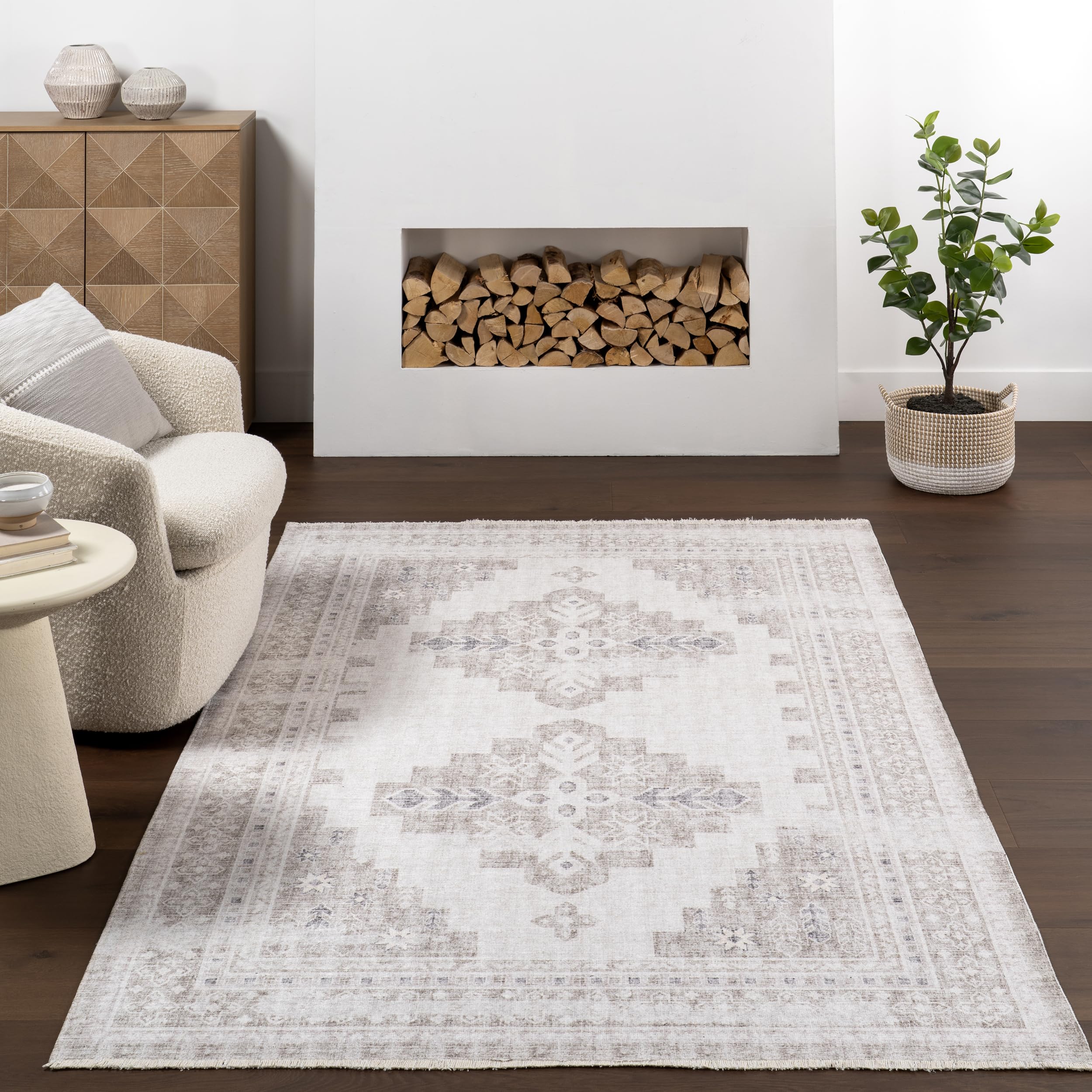nuLOOM 8' x 10' SpinClean Machine Washable Stain-Resistant Area Rug Low Profile for Living Room, Bedroom, and Dining Room, Alexia Grey