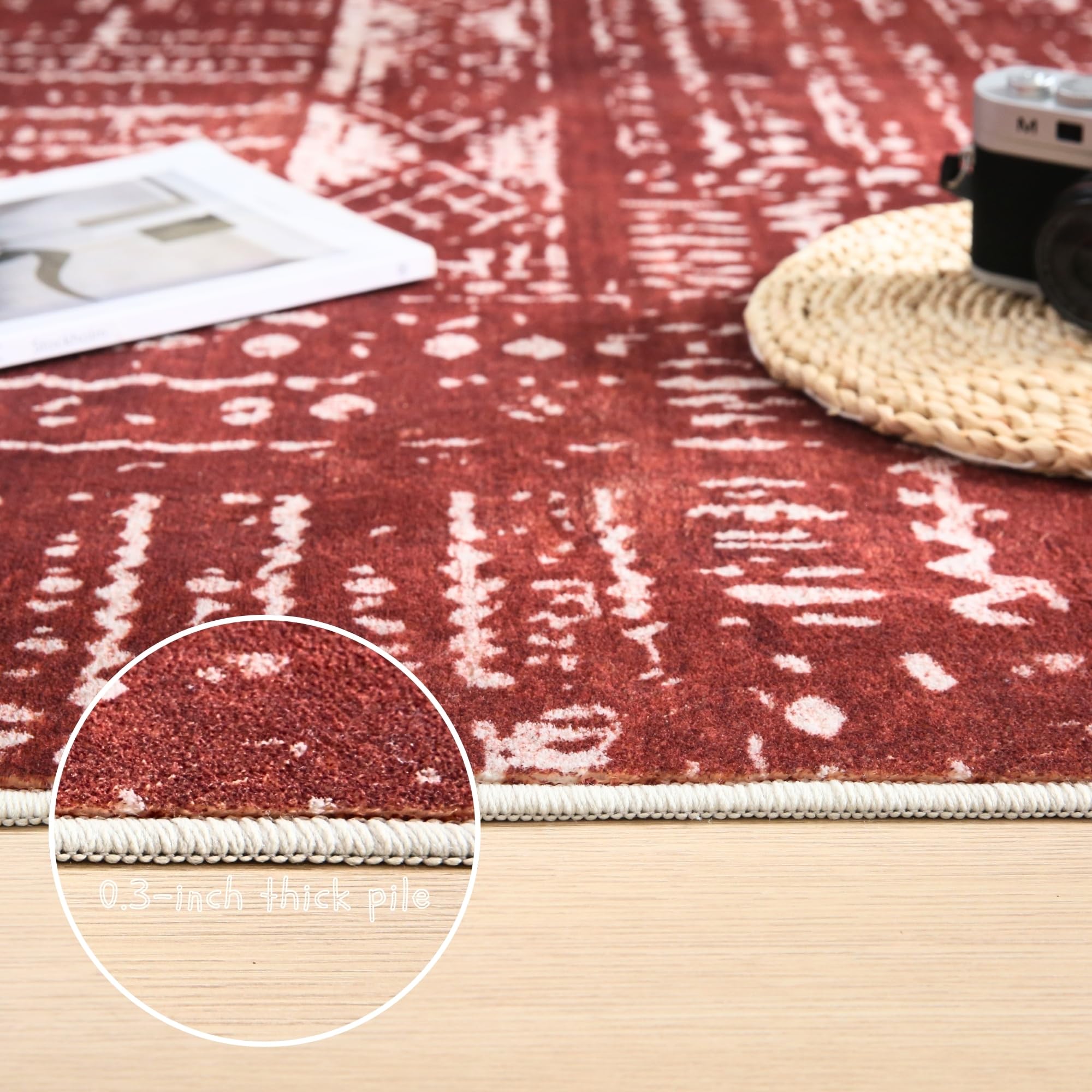 Rugcomf Runner Rug for Hallways Kitchen Runner Rug Non Slip 2'x 6' Washable Runner Rugs with Rubber Backing Soft Carpet for Hallways, Kitchen, Laundry, Bedroom, Bathroom(Terracotta)