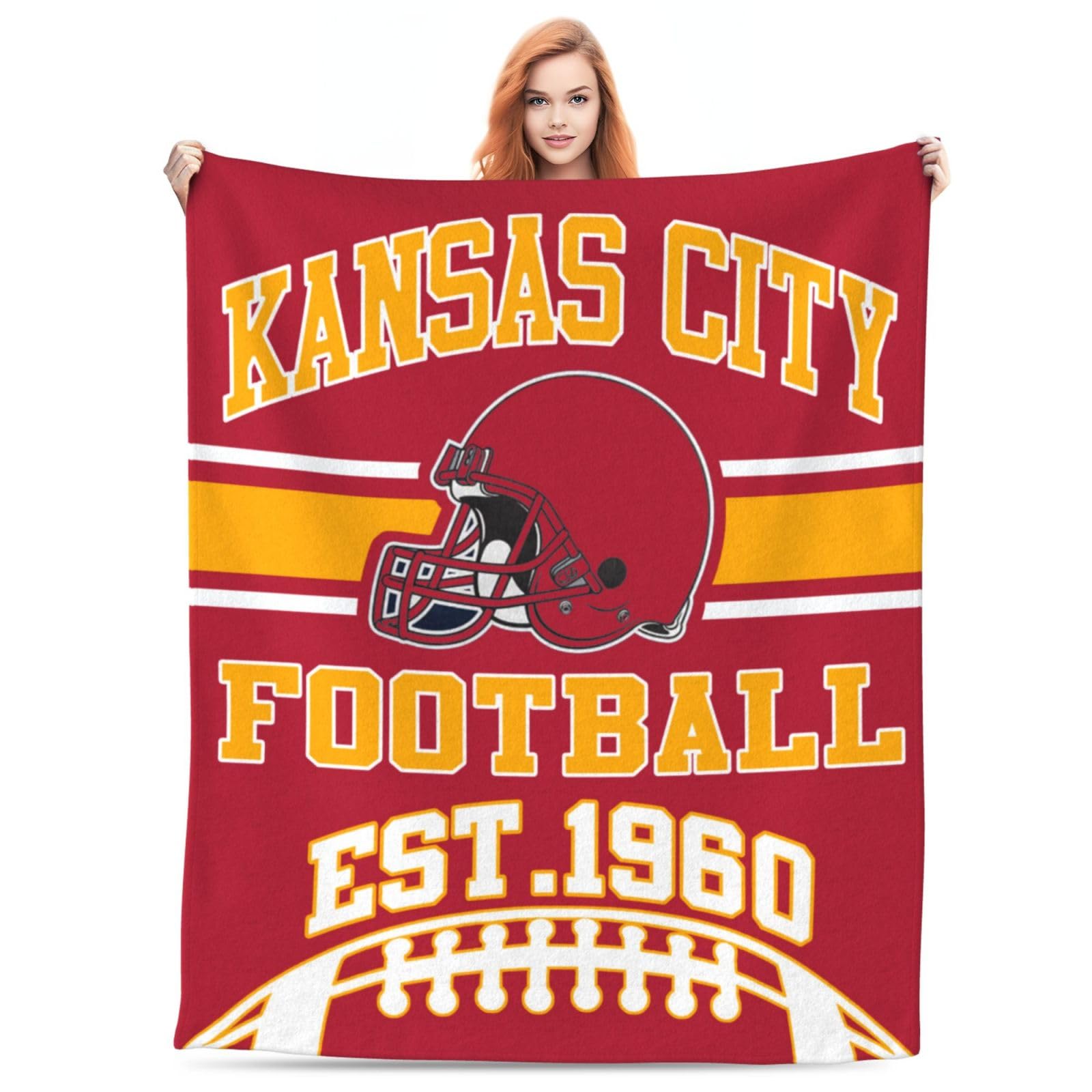 TOUVCRD Kansas Fans Blanket Gifts 50x60 inches City Soft Lightweight Flannel Throw Blanket for Men Women Youth Kids Classic Football Team Color Blankets for Sofa Bed Bedroom Living Room