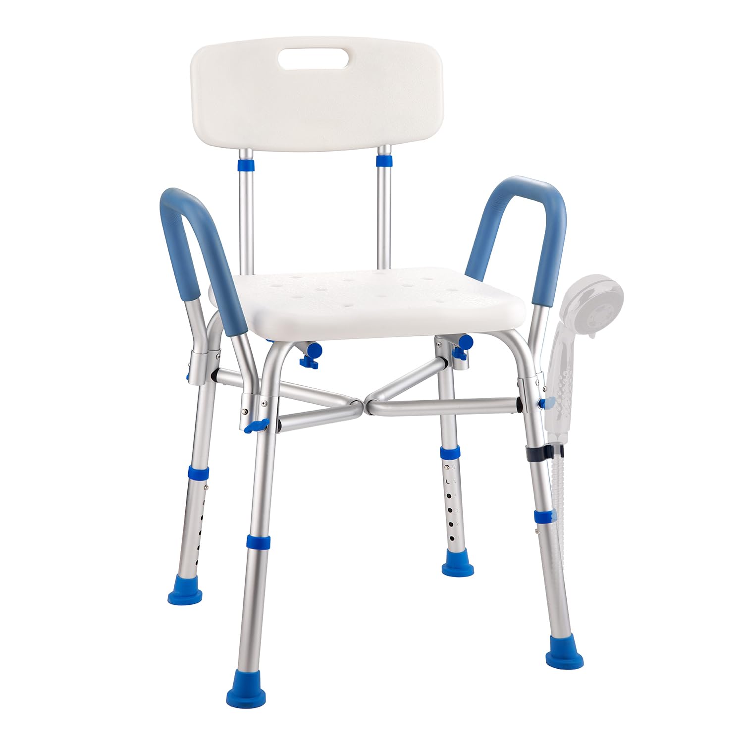 Shower Chair for Inside Shower - Height Adjustable Shower Seat with Back, Tool Free Assembly Bathroom Stool, Anti Slip Shower Stool Bathroom Shower Bench Bath Chair for Elderly