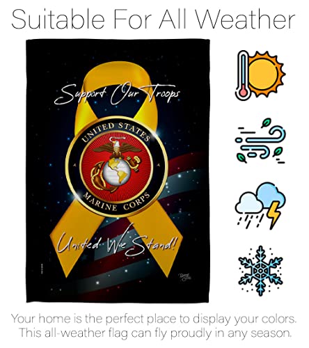 Support Marine Corps Garden Flag Home Decor Armed Forces USMC Gift Semper Fi United State American Military Veteran Retire Official Small Banner Yard House Decoration Remembrance Memorabilia Made In USA