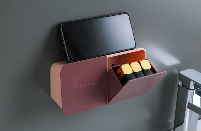 Qtip Holder | WALL-MOUNTED for Cotton Swabs | ORGANIZER | STORAGE BOX | 2 SEPARATE SECTIONED, WALL-MOUNTED, MULTI-PURPOSE COSMETIC BOX | JEWELRY STORAGE | MAKEUP COTTON SWAB ORGANIZER | HOUSEHOLD STORAGE BOXES. USAGE BEDROOM, BATHROOM, MAKEUP-TABLE
