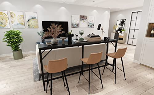 Yusong 71'' Long Console Table Sofa Tables Behind Couch, Narrow Entryway Table Skinny Tall Pub Bar Height Table for Living Room, Easy Assembly, Black Oak
