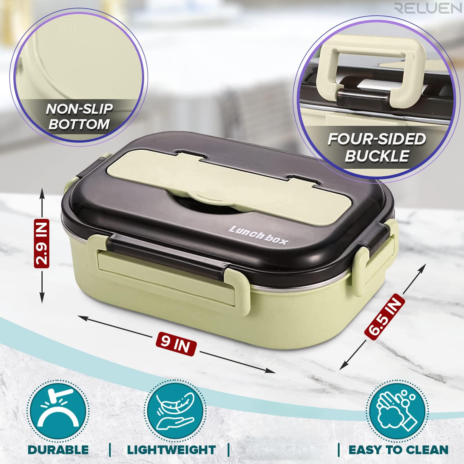 Lunch Box for Adults - Lunch Container with Compartments - Stainless Steel Lunch Box Food Warmer - Reusable Bento Box Lunch Warmer For Heating Food - Bento Lunch Box for Office Work for Men Women