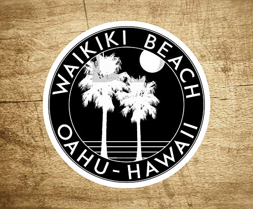 Surf Waikiki Beach Hawaii Vinyl 3" Sticker Decal Surfing Oahu