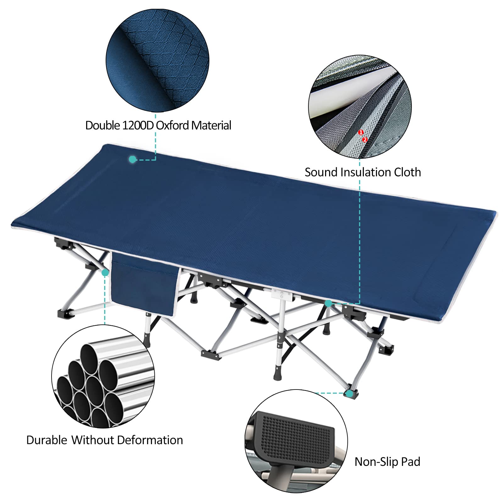 GETOVIN Camping Cot Cots for Sleeping Folding Cot Heavy Duty as Guest Bed with Carry Bag for Adults Home Camping Nap Vacation Outdoor