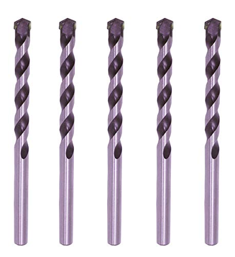 Masonry Drill Bit Set 3/8 in. Carbide Tip Black/White Drill Concrete Rock-5Pcs