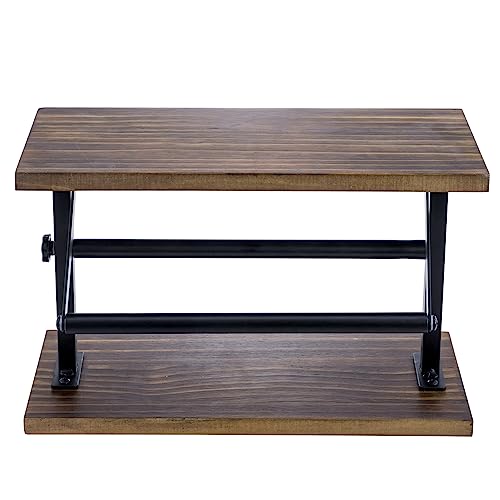 MyGift Kitchen Countertop Paper Towel Holder and Condiment Display Shelf Rack, Rustic Burnt Wood and Metal Towel Dispenser with Top Shelf for Bathroom or Kitchen