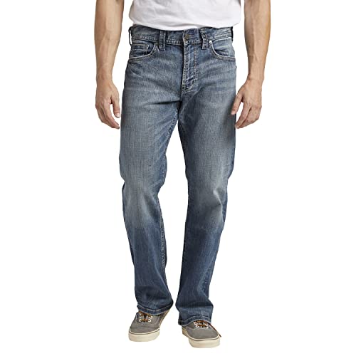 Silver Jeans Co. Men's Gordie Relaxed Fit Straight Leg Jeans, Medium Vintage, 38W x 32L