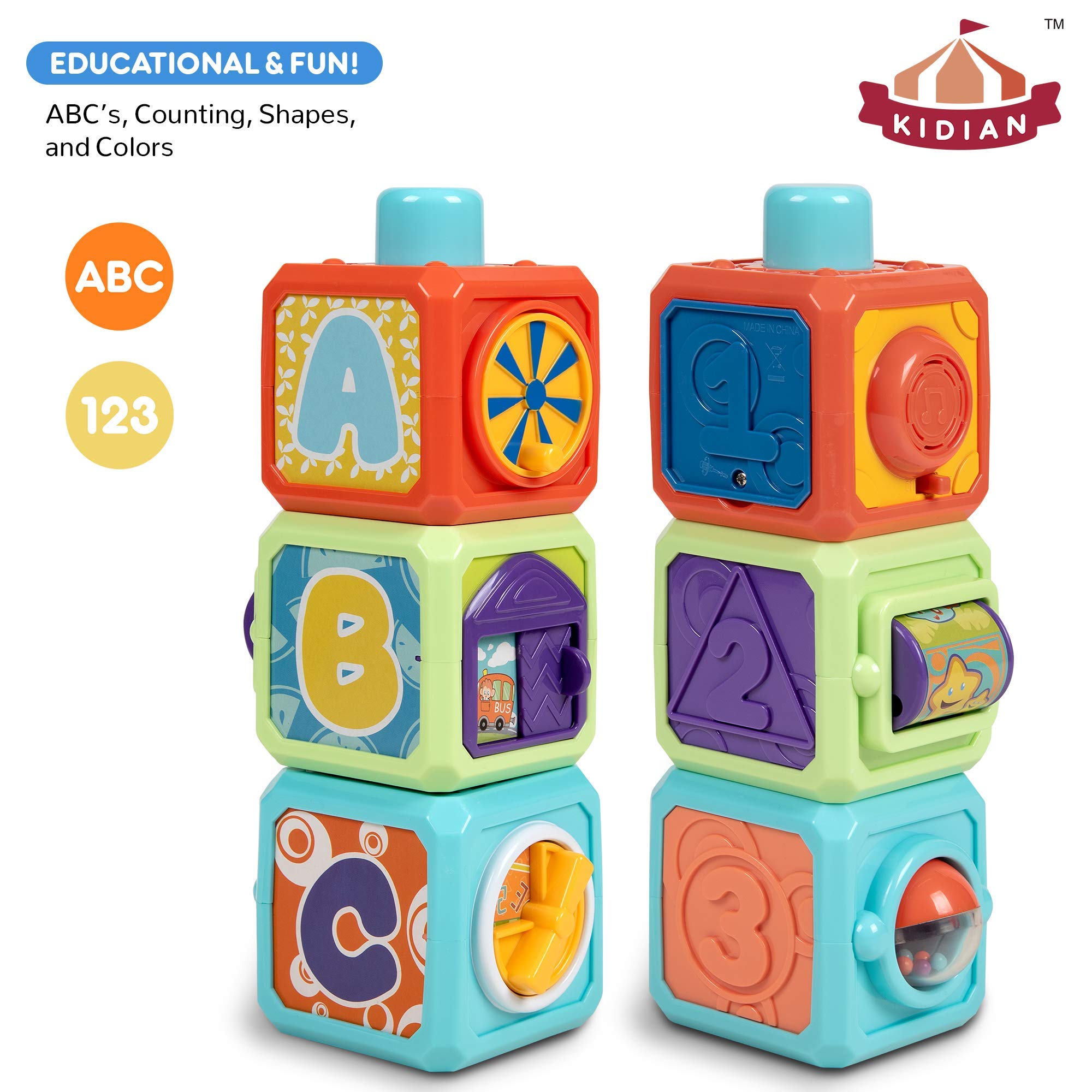 Flybar Kidian Stacking Toys β Stack & Learn Cubes, Stacking Blocks for Toddlers, Musical Stacking Toy, Early Learning Stacking Cubes for Babies and Toddlers 1-3 Years