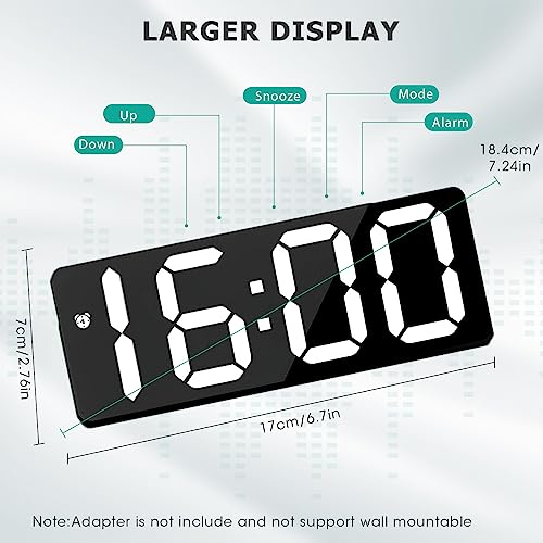 RuiLa Digital Alarm Clock - LED Clock Large Display for Bedroom, Desk, and Office - Temperature Display, Adjustable Brightness, Voice Control, 12/24H Display - USB and Battery Operated (Black)