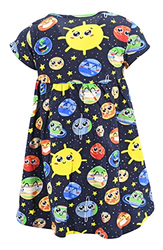 Unique Baby Girls Outer Space Back to School Skater Dress (5Y, Navy Blue)