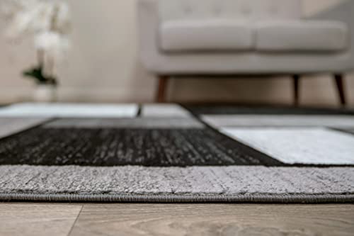 Rugshop Contemporary Modern Boxes for Home Office,Living Room,Bedroom,Kitchen Non-Shedding Area Rug 7' 10" X 10' 2" Gray