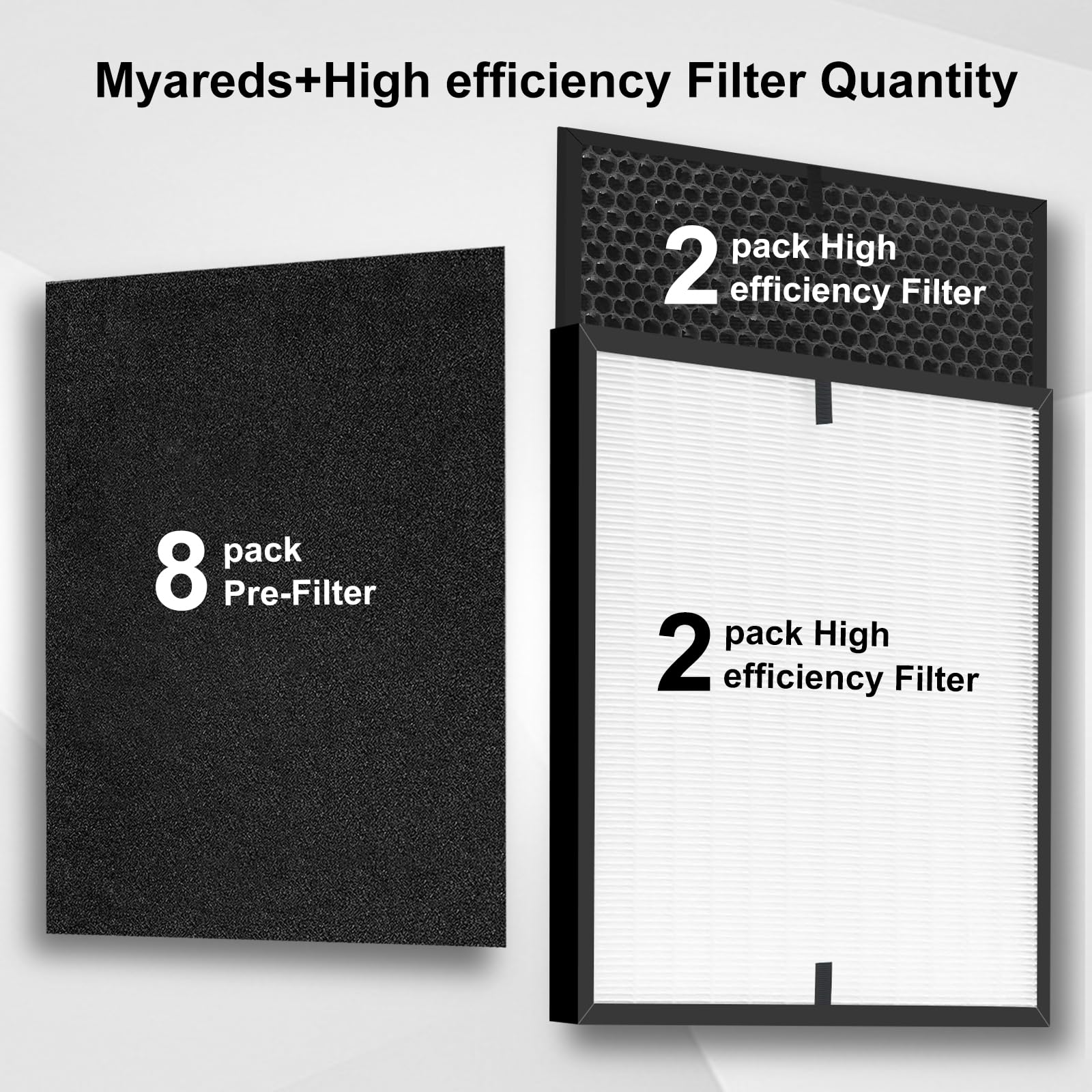 Myareds 2+2+8Pack 3000 Replacement Filters,2 Filter+2Activated Carbn and 8 Pre-Filters,Compatible with 3000 Replacement Filters。
