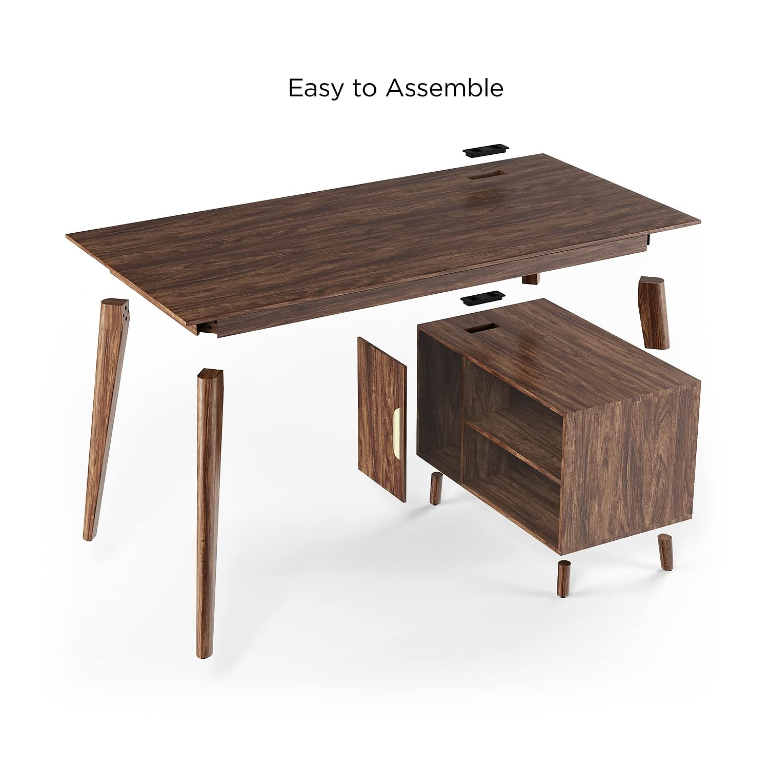 Union & Scale UN56950 MidMod 60 Storage Desk, Espresso (UN56950)