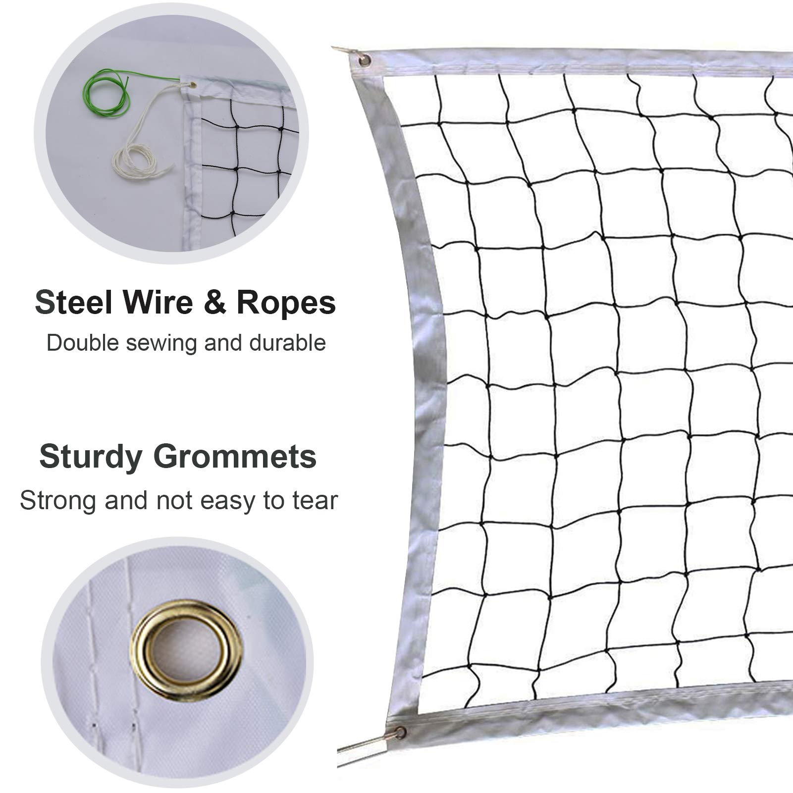 Glodwheat Volleyball Net Replacement Net for Indoor Outdoor Gardens Campus Backyard Sports Beach Swimming Pool Beach Portable Game Standard Size (32 FT x 3FT)
