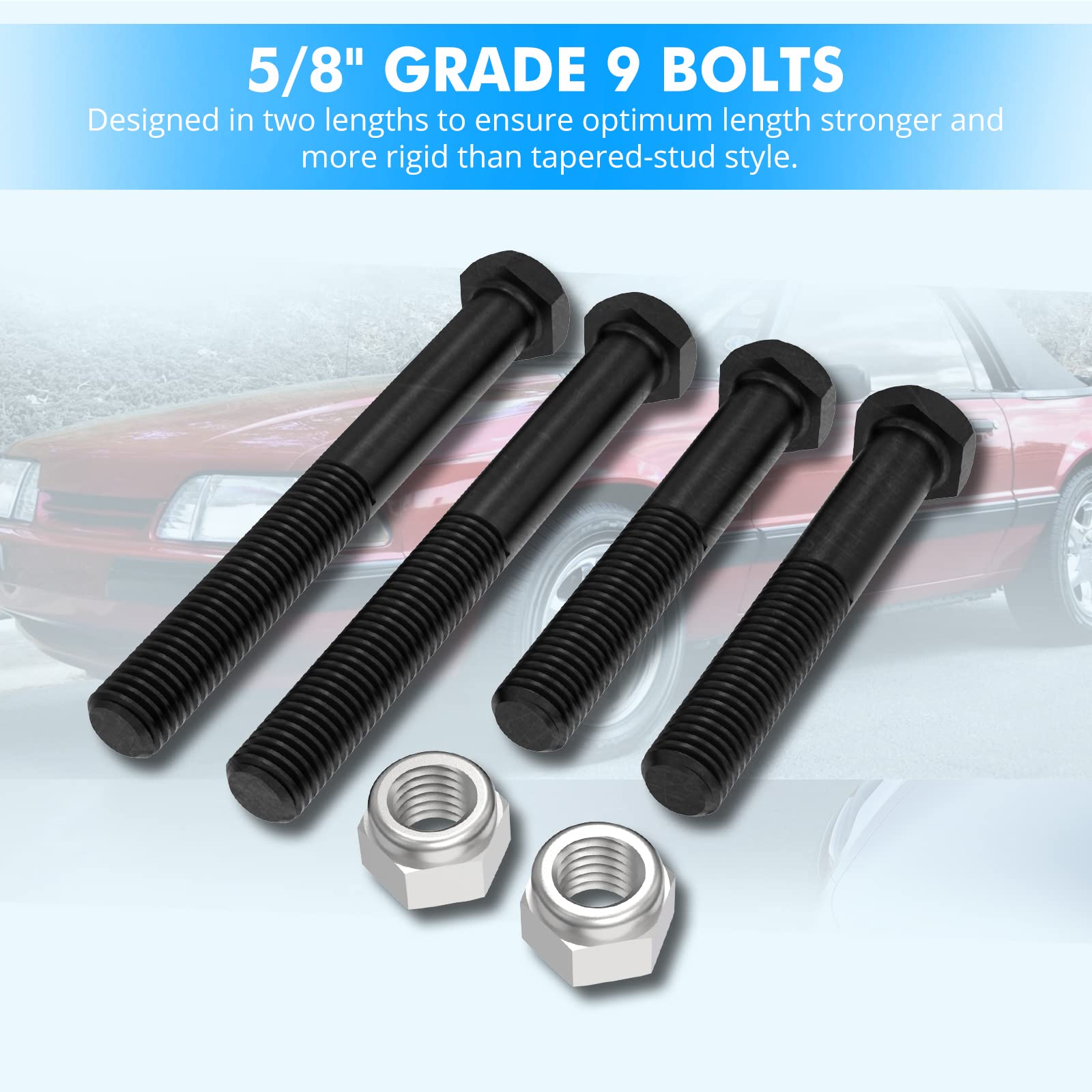 NICECNC Maximum Power Bump Steer Kit Manual Rack Adjustable outer tie-rod ends Compatible with Ford Mustang 1979-1993