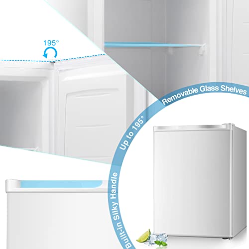 R.W.FLAME Mini Freezer Countertop, 2.1 Cu.Ft Energy Saving Upright Freezer, Small Freezer with Reversible Single Door for Home/Dorms/Apartment/Office (White)