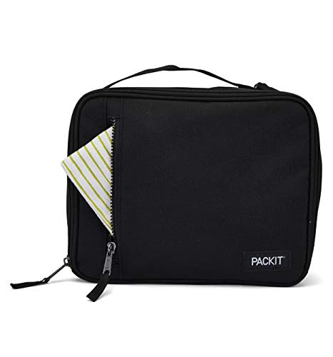 PackIt Freezable Classic Lunch Box, Black & Freezable Snack Bag, Black