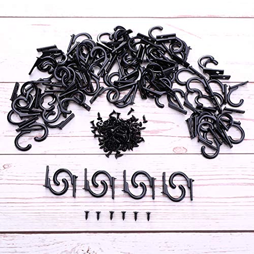 Zhehao 100 Pieces Key Hooks Jewelry Small Hooks Key Hanging Small Hooks Wall Mounted Single Hook Robe Hooks Coat Hooks and 110 Pieces Screws for Hanging Hat, Scarf, Bag (Black,100 Pieces)