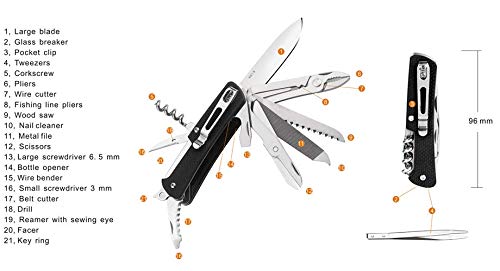 Ruike Multifunctional Knive, Black, G10 (M61-B)