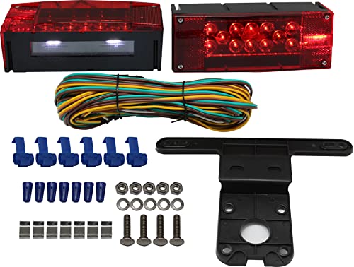 MAXXHAUL 70468 Trailer Light Kit - 12V All LED, Rectangular Left and Right Waterproof Submersible for Trailers, Boat Trailer Truck Marine Camper RV Snowmobile