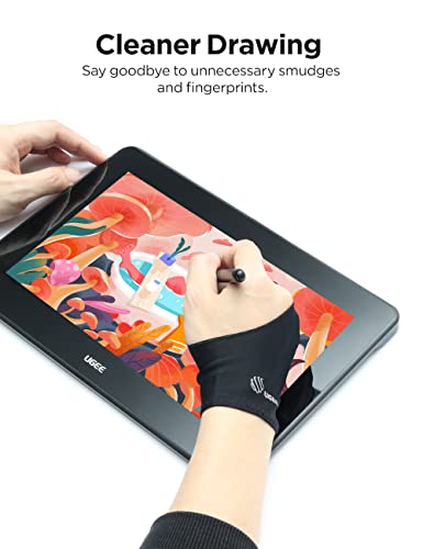UGEE Digital Drawing Glove 4 Pack,Artist Glove for Drawing Tablet Digital Art Glove with Two Finger for Right Hand or Left Hand Universal Sizes