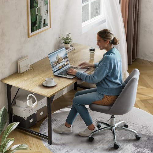 Shahoo 40 Inch Computer Desk, Wood Modern Simple PC Home Office Table for Small Spaces with Storage Bag and Headphone Hook for Home, Office, Study, Writing, Nature