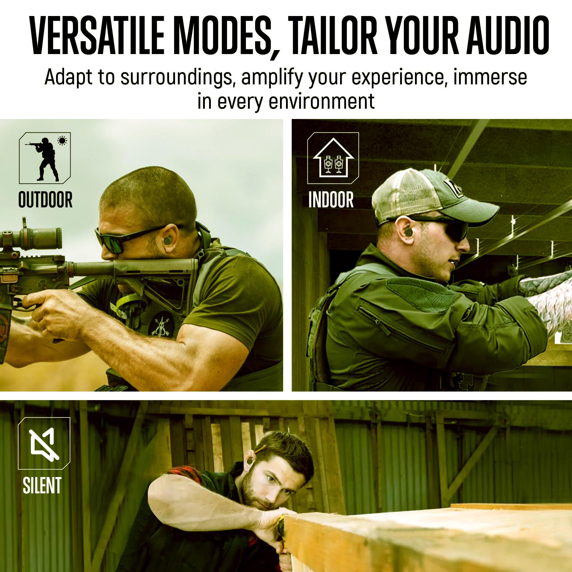 GLORYFIRE Ear Protection for Shooting Electronic Hearing Protection Noise Cancelling Ear Muffs, Olive Green