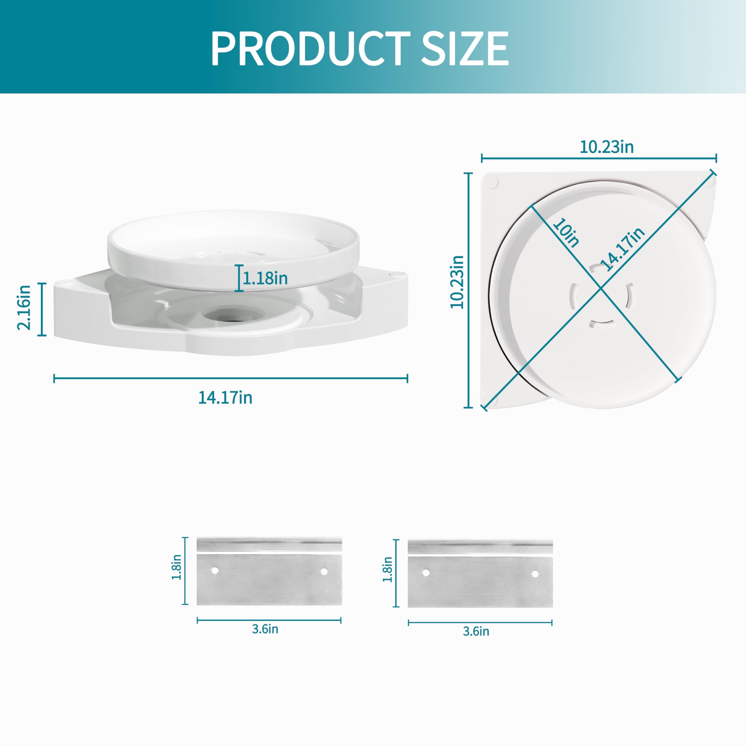 TOYOOSKY Shower Corner Caddy, 2 Pack 360° Rotate Shower Lazy Susan Turntable Organizer, No Drilling Adhesive Inside Corner Shower Caddy Hanging Shelves Rack Storage for Bathroom Wall,Dorm,Kitchen