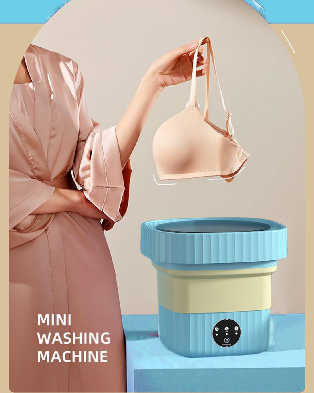 Portable Washing Machine, Foldable Mini Washing Machine, Small Washing Machine for Underwear, Baby Clothes, or Small Items, Suitable for Apartments, Dormitories, Camping, Travel (6 Liters),Blue