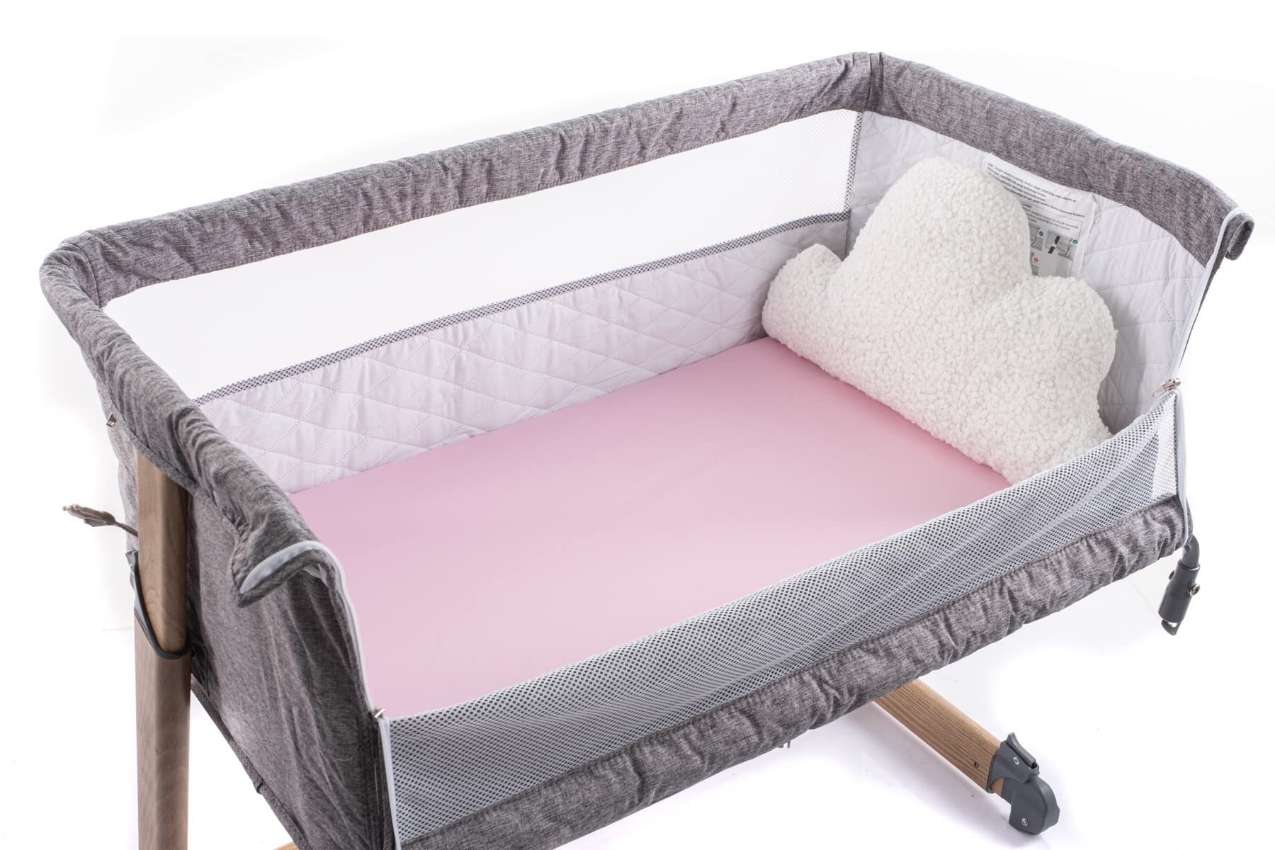 ORGANICKID Bassinet Sheets Fitted GOTS Certified Organic Cotton Non-Distracting Design Pack of 2