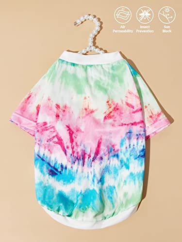 QWINEE Tie Dye Dog T Shirt Vest Dog Apparel Cat Clothes for Puppy Kitten Small Medium Large Dogs Multicolor Large