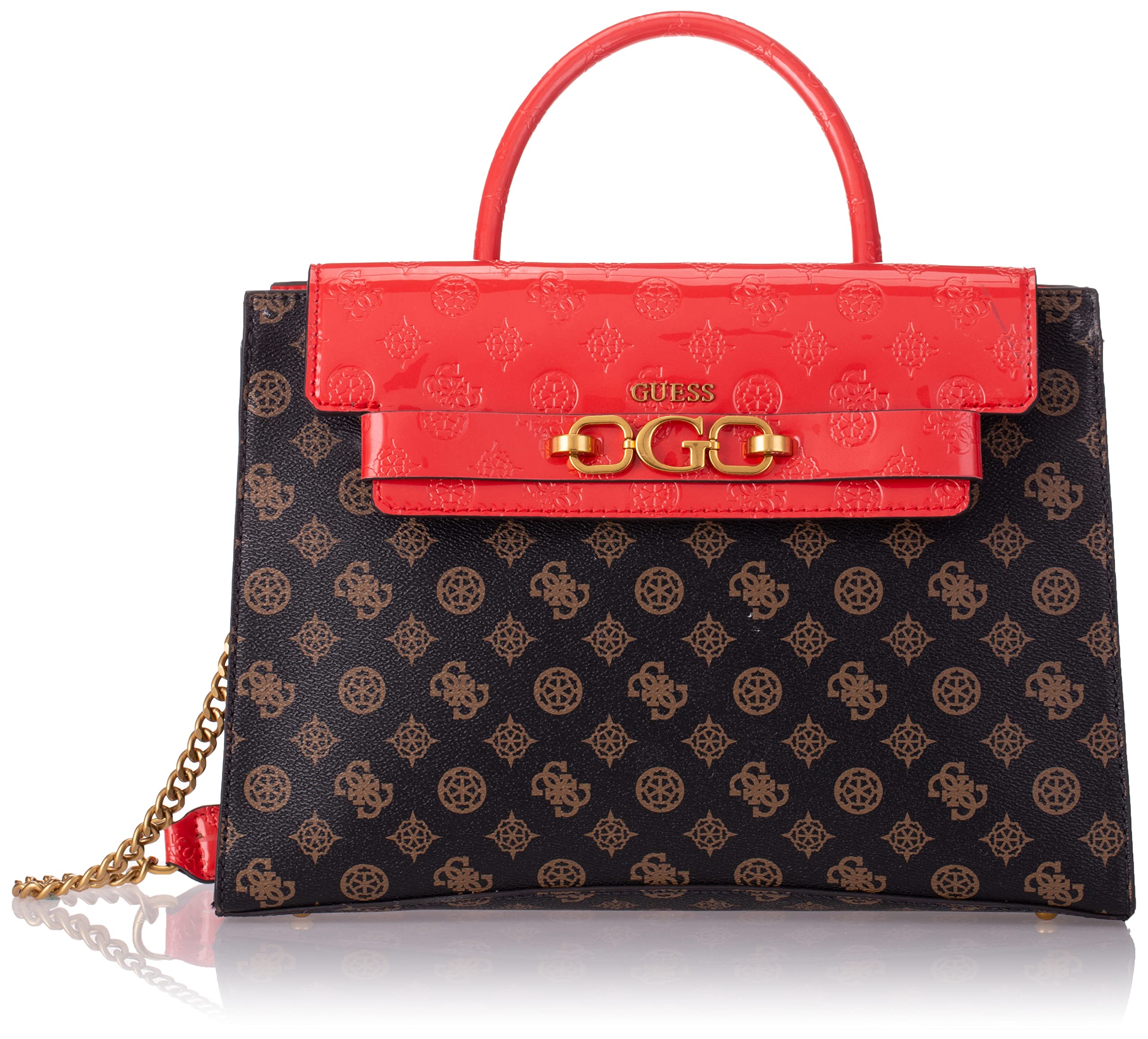GUESS Zira High Society Satchel, Mocha Logo/Poppy
