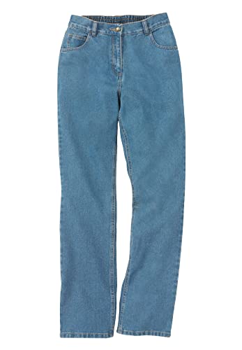 Woman Within Women's Plus Size Petite Perfect Cotton Back Elastic Jean - 22 WP, Medium Stonewash Blue