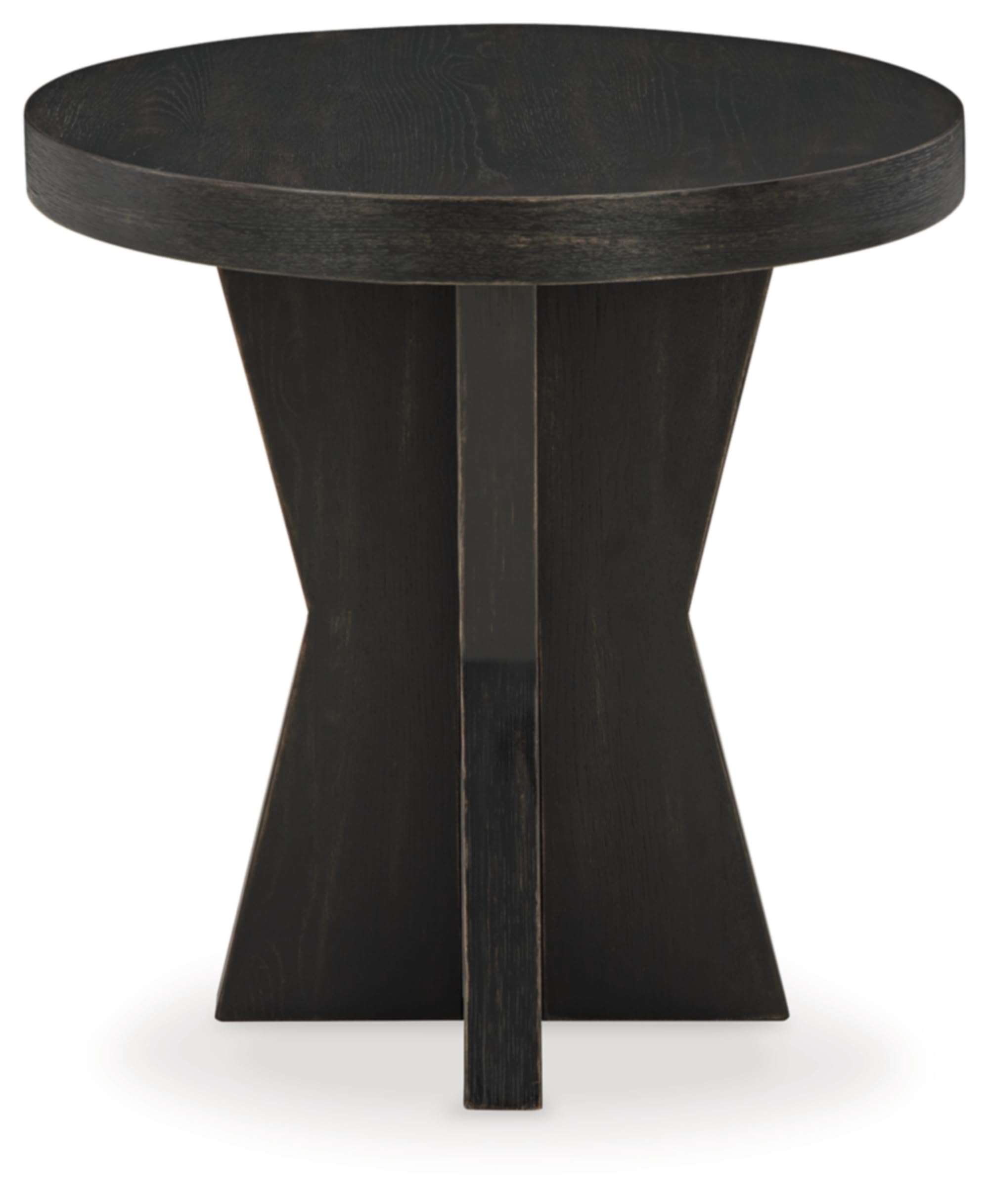 Signature Design by Ashley Galliden Rustic Geometric Base End Table with Rubbed-Through Effects, Black